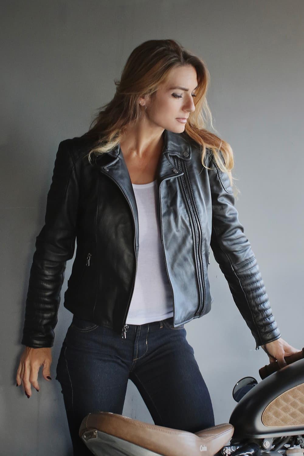 Gaia Bike women's black leather jacket | Barone Firenze